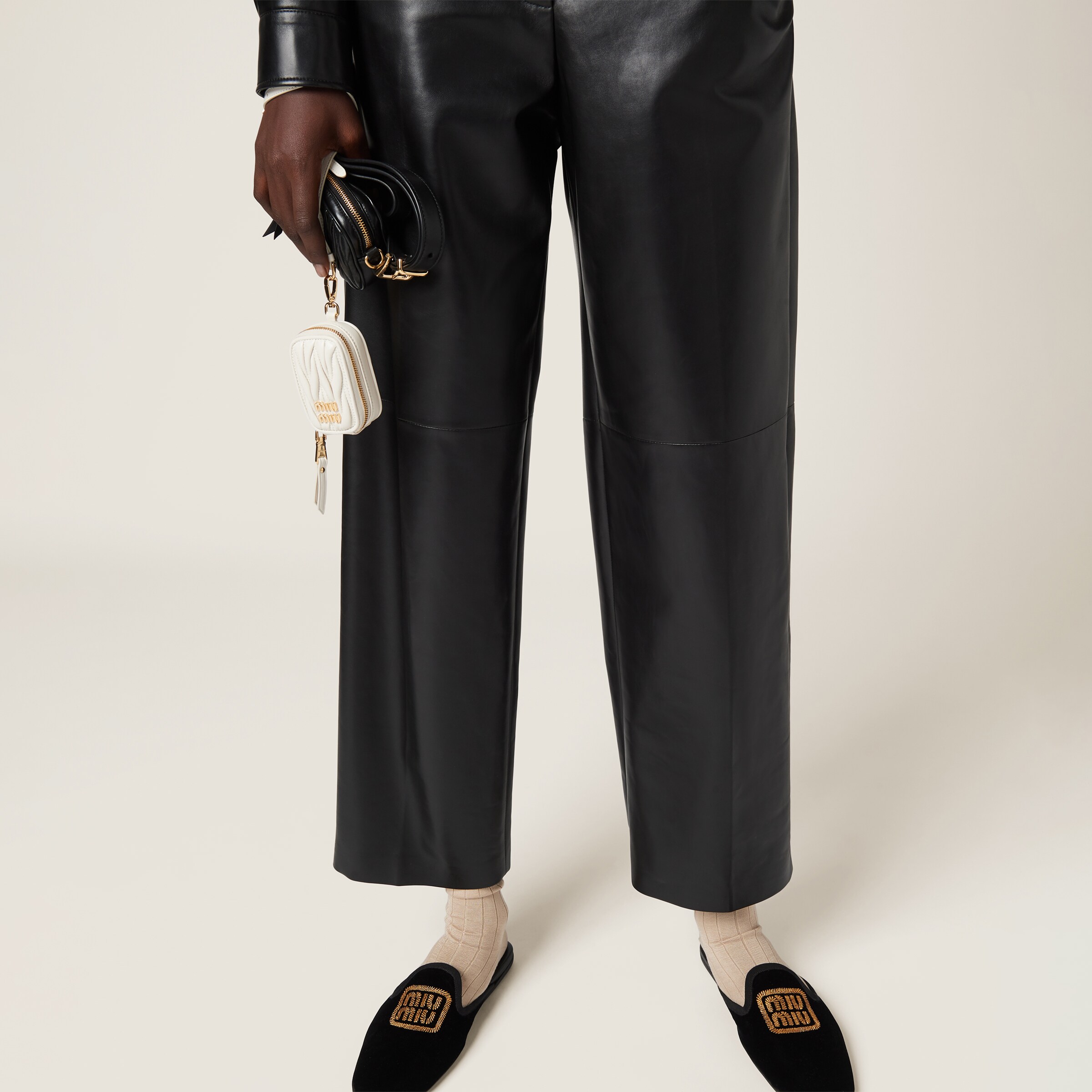 Black Nappa Leather Pants | Miu Miu