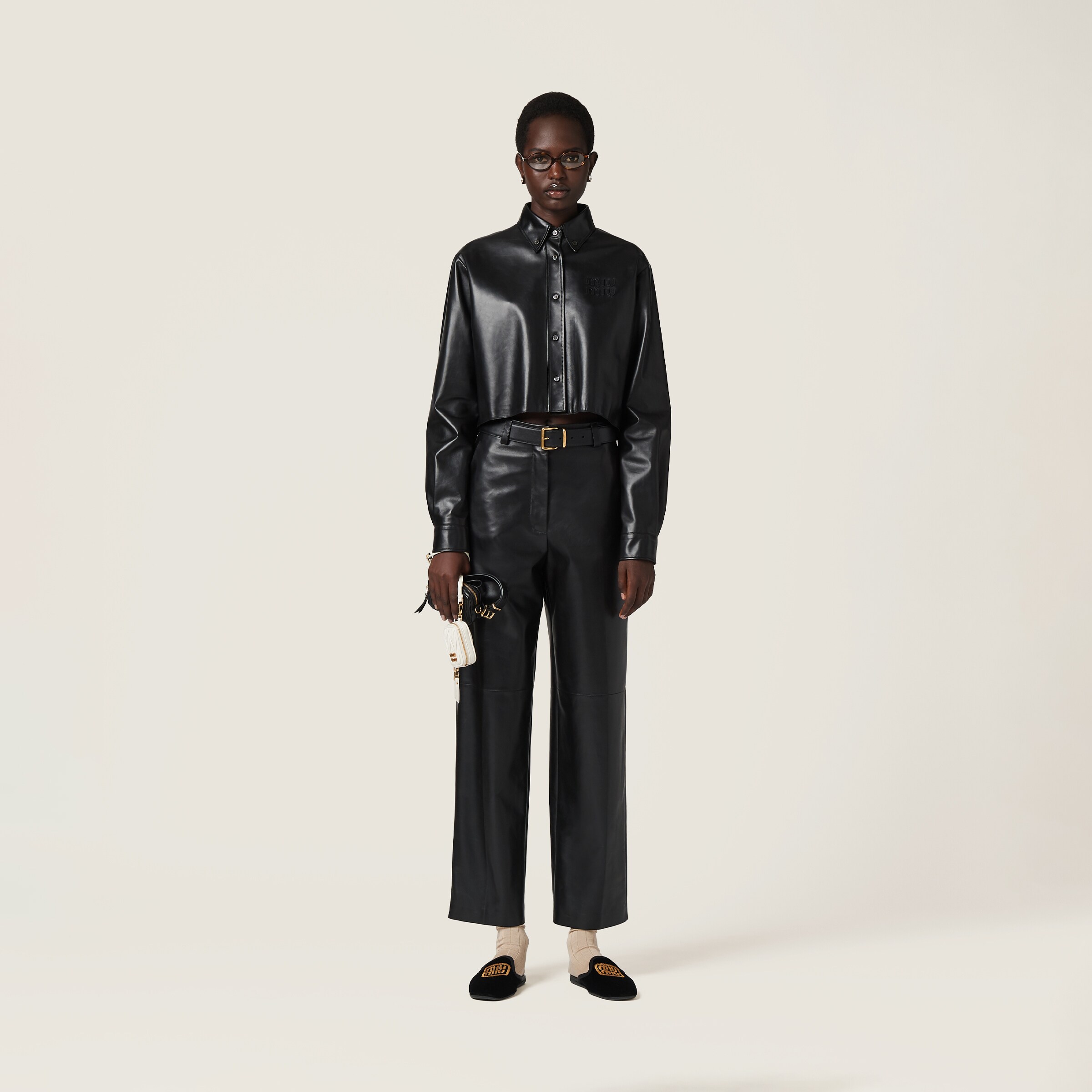 Black Nappa Leather Pants | Miu Miu