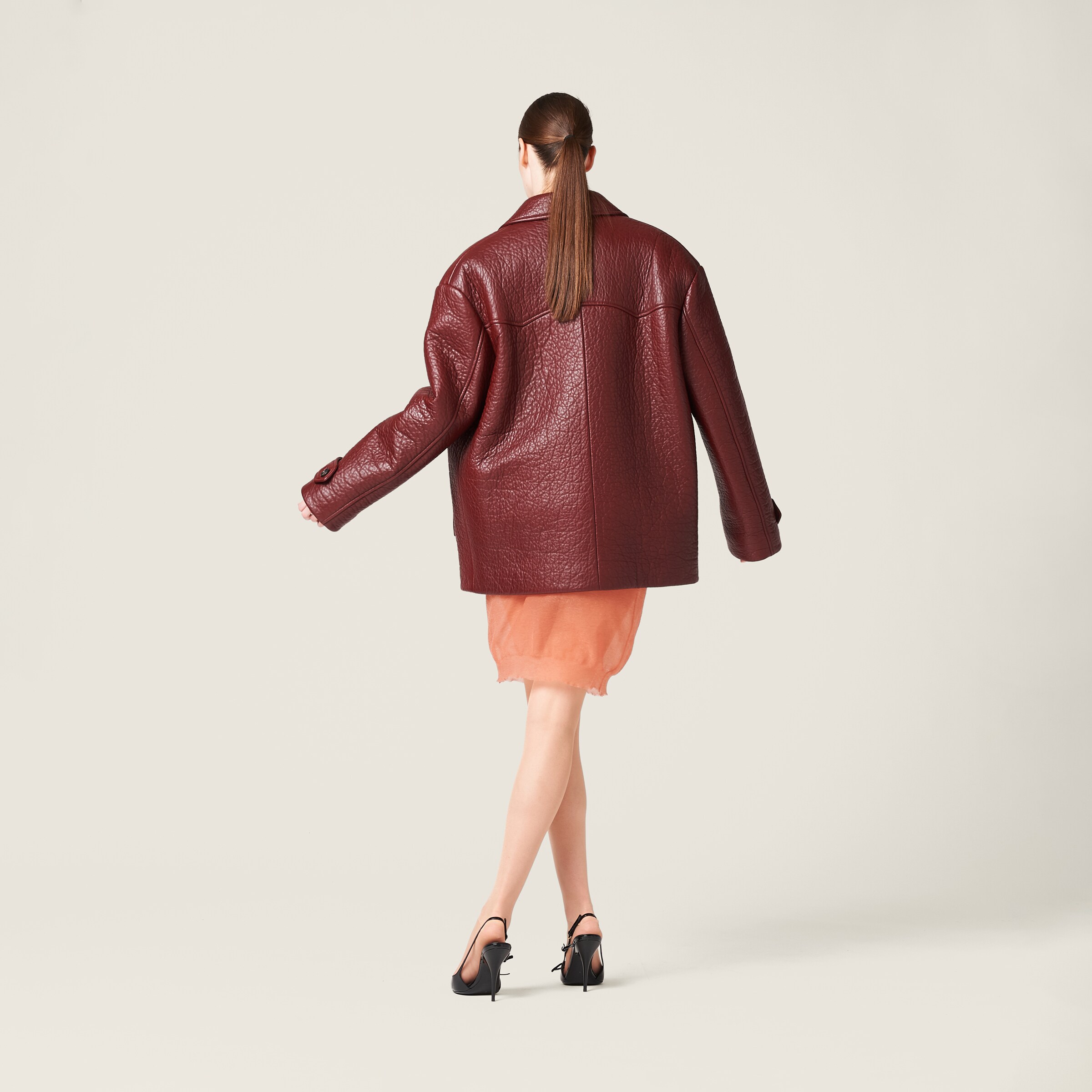 Amaranth Red/maize Yellow Double-breasted Nappa Leather Jacket | Miu Miu