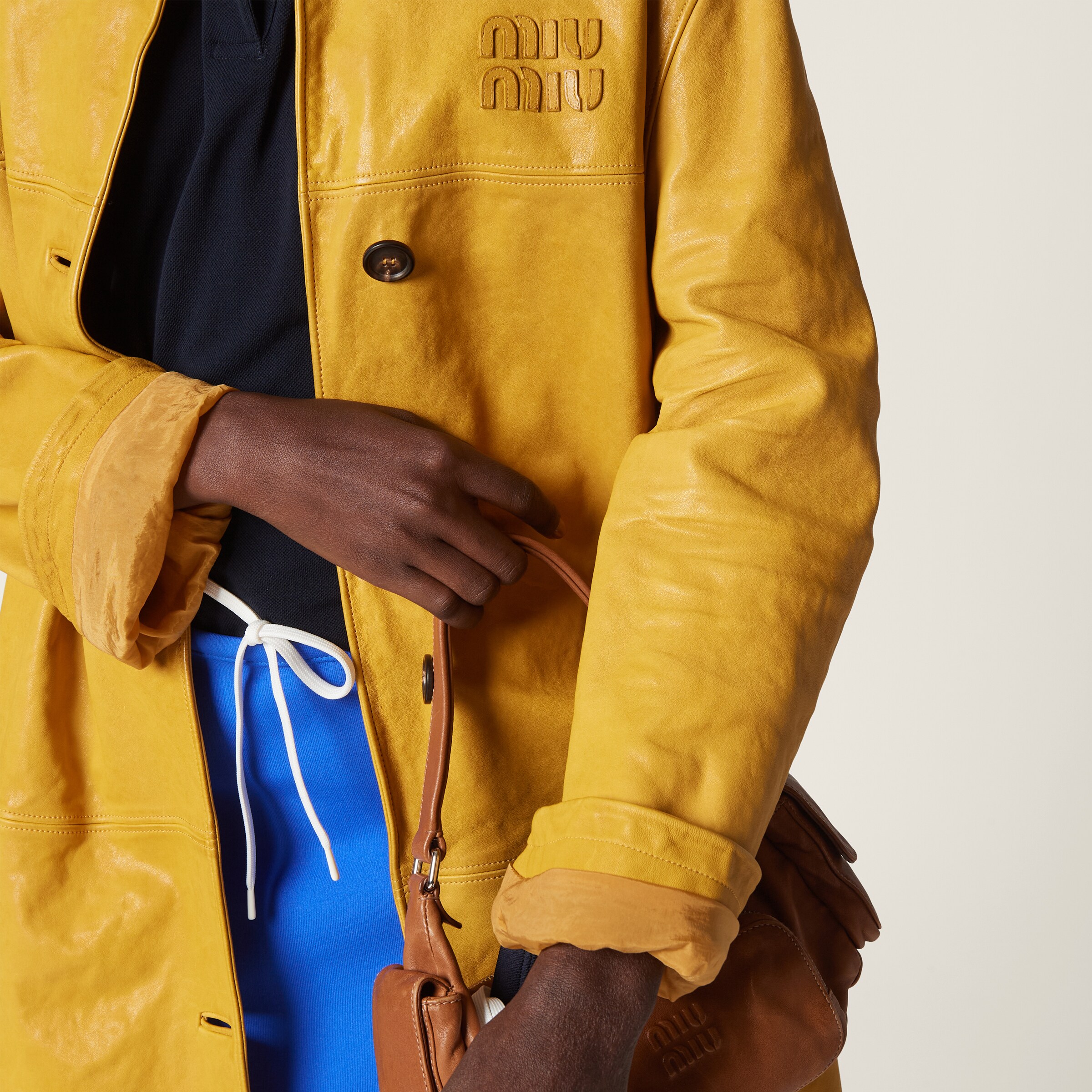 Topaz Nappa Leather Coat | Miu Miu