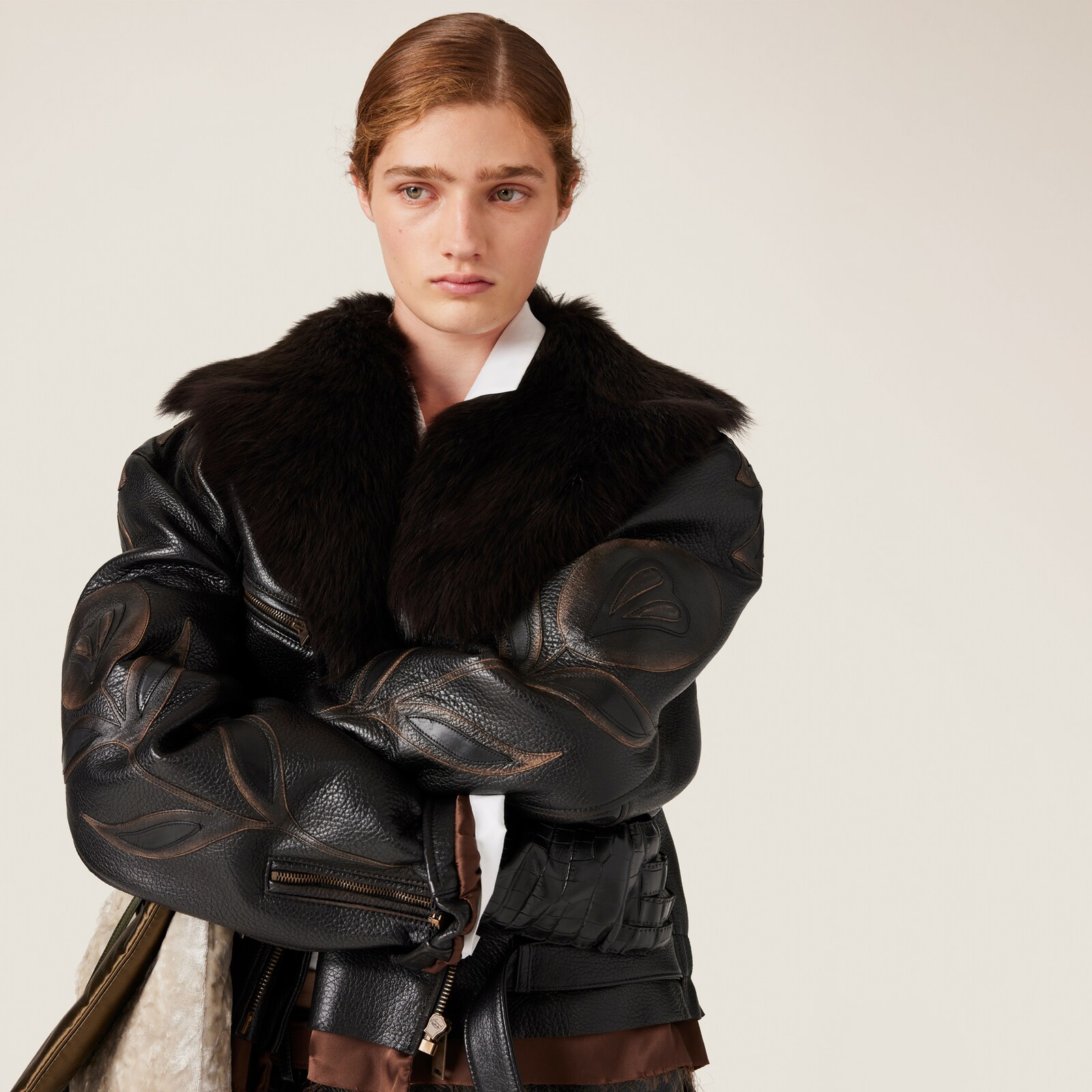 Black Leather Biker Jacket | Miu Miu