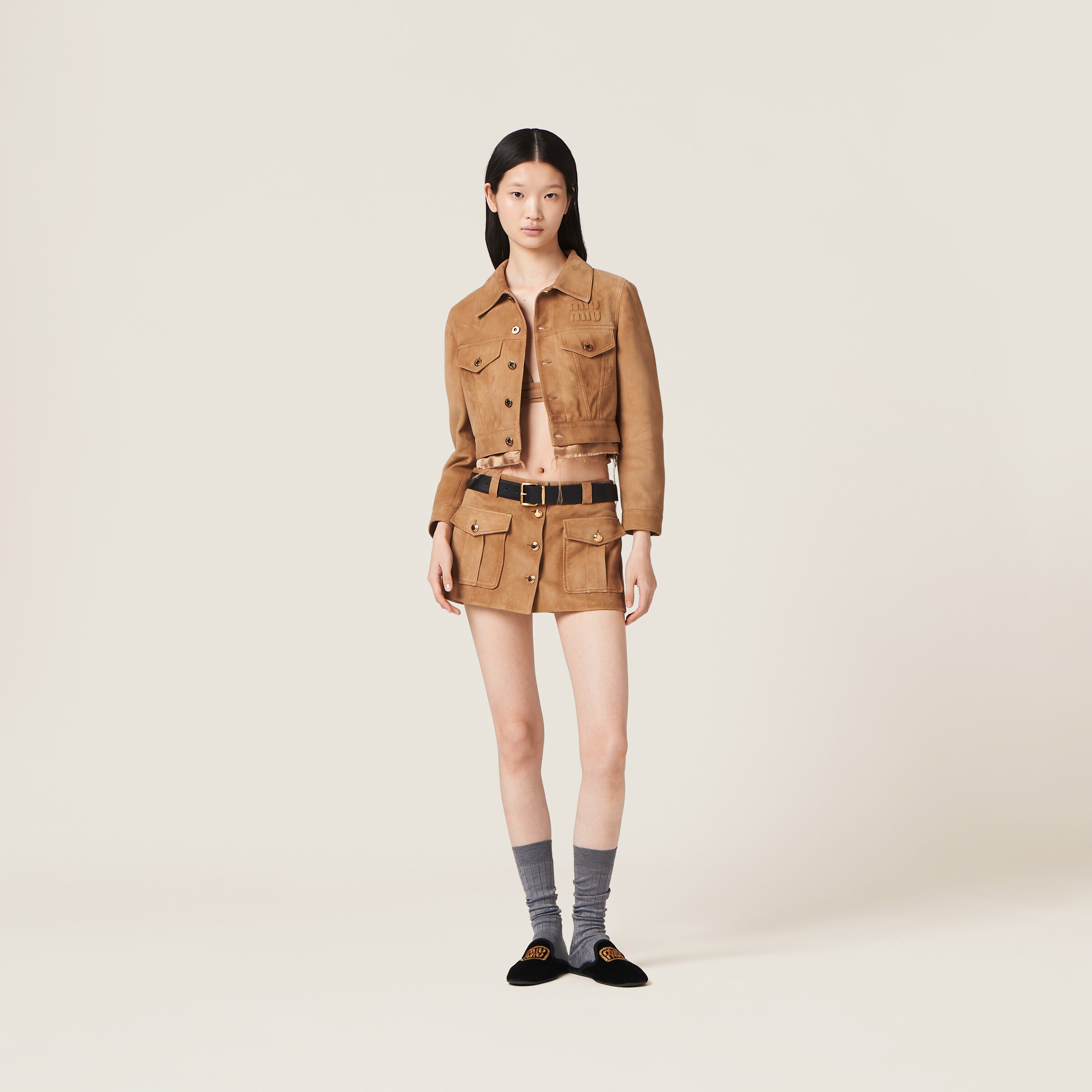 Maple Brown Suede Jacket | Miu Miu Maple Brown Suede Jacket | Miu Miu