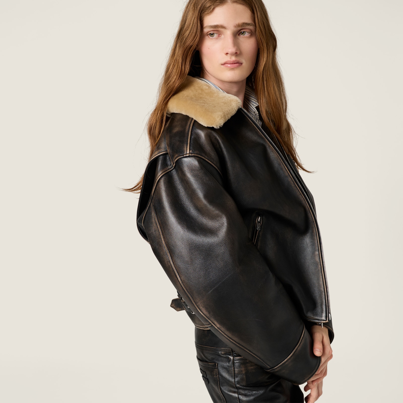 Black Nappa Leather Jacket | Miu Miu