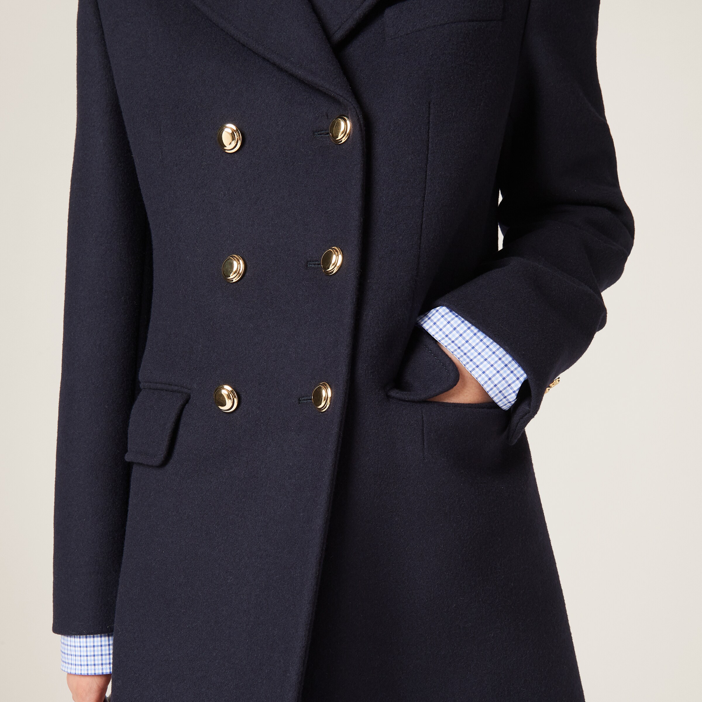 Navy Double-breasted Cloth Coat | Miu Miu