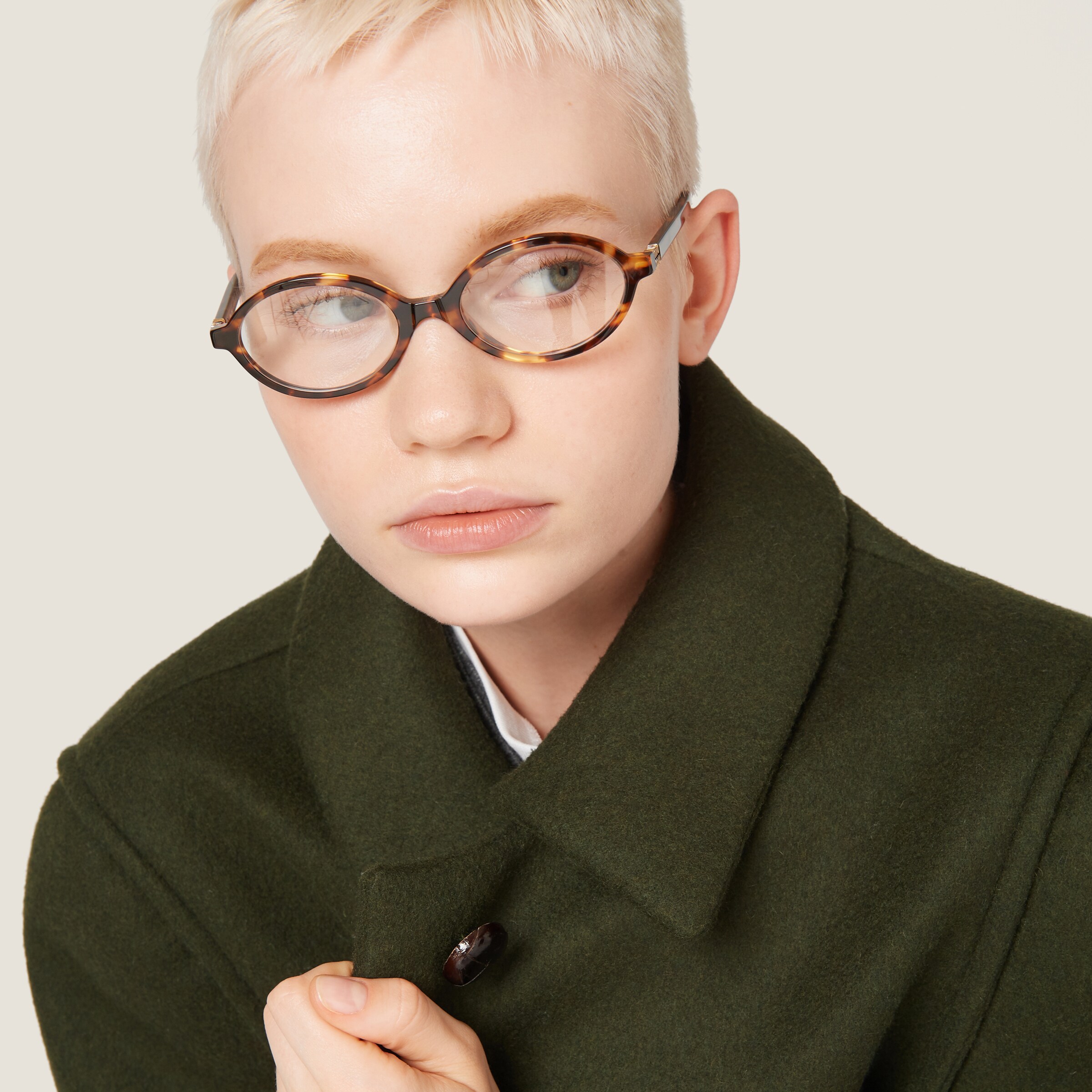 Loden Green Single-breasted Loden Cloth Coat | Miu Miu