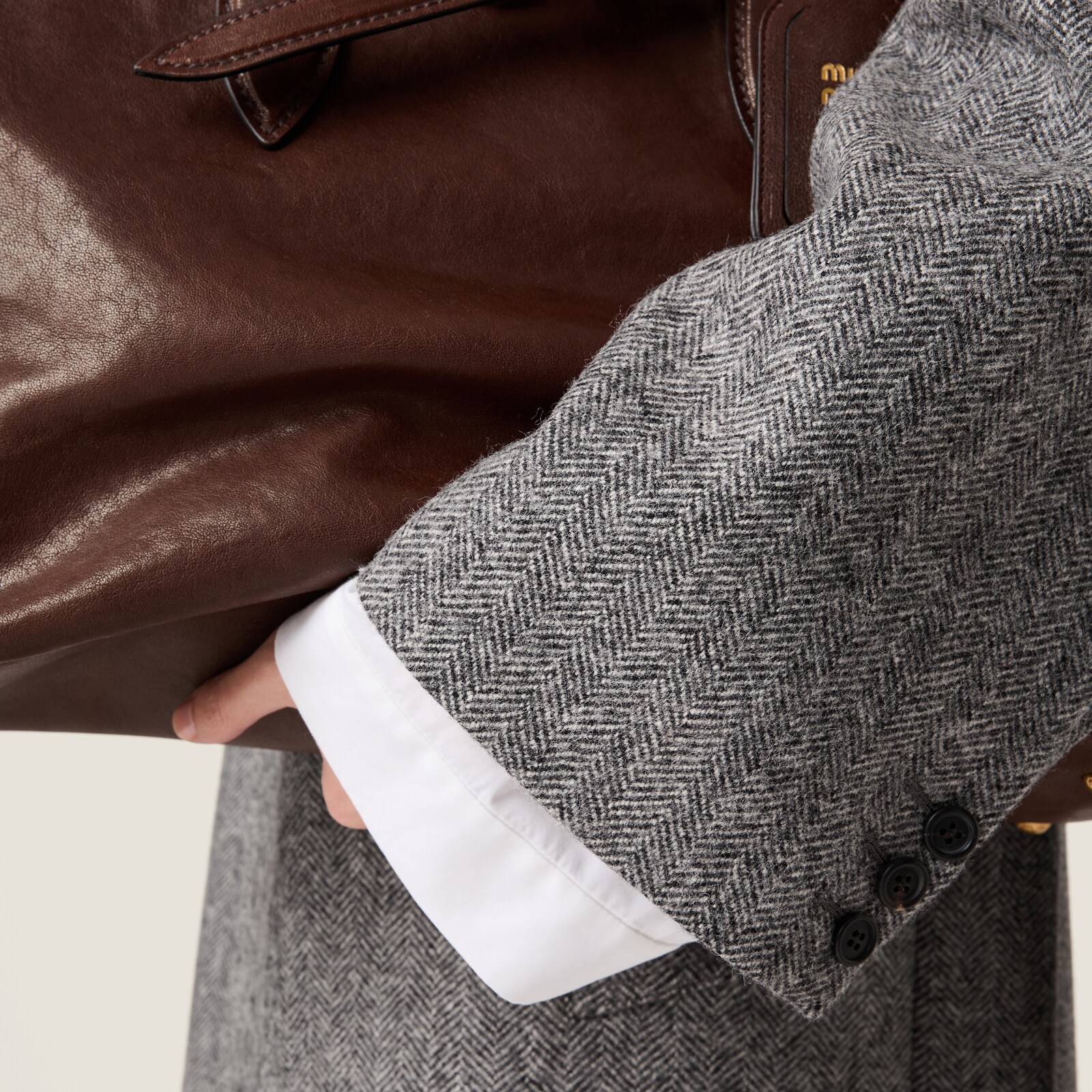 Black Single-breasted Chevron Coat | Miu Miu