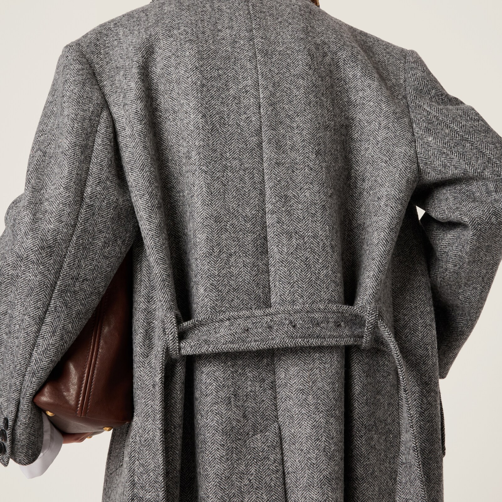 Black Single-breasted Chevron Coat | Miu Miu