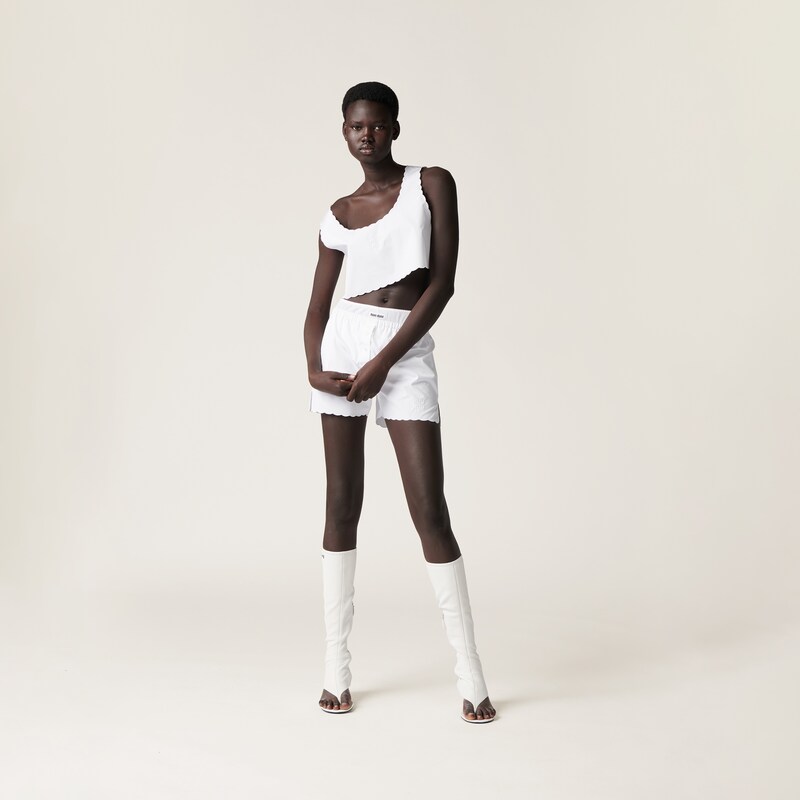 White Embroidered Poplin Top | Miu Miu