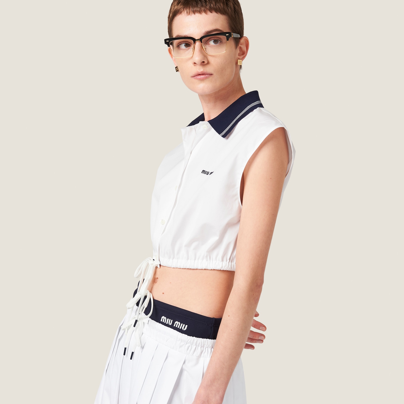 White Poplin Top | Miu Miu
