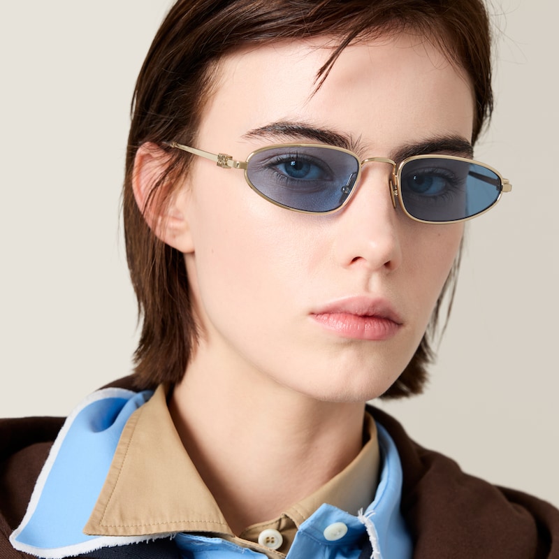 Indigo Lenses Miu Miu Logo Sunglasses | Miu Miu