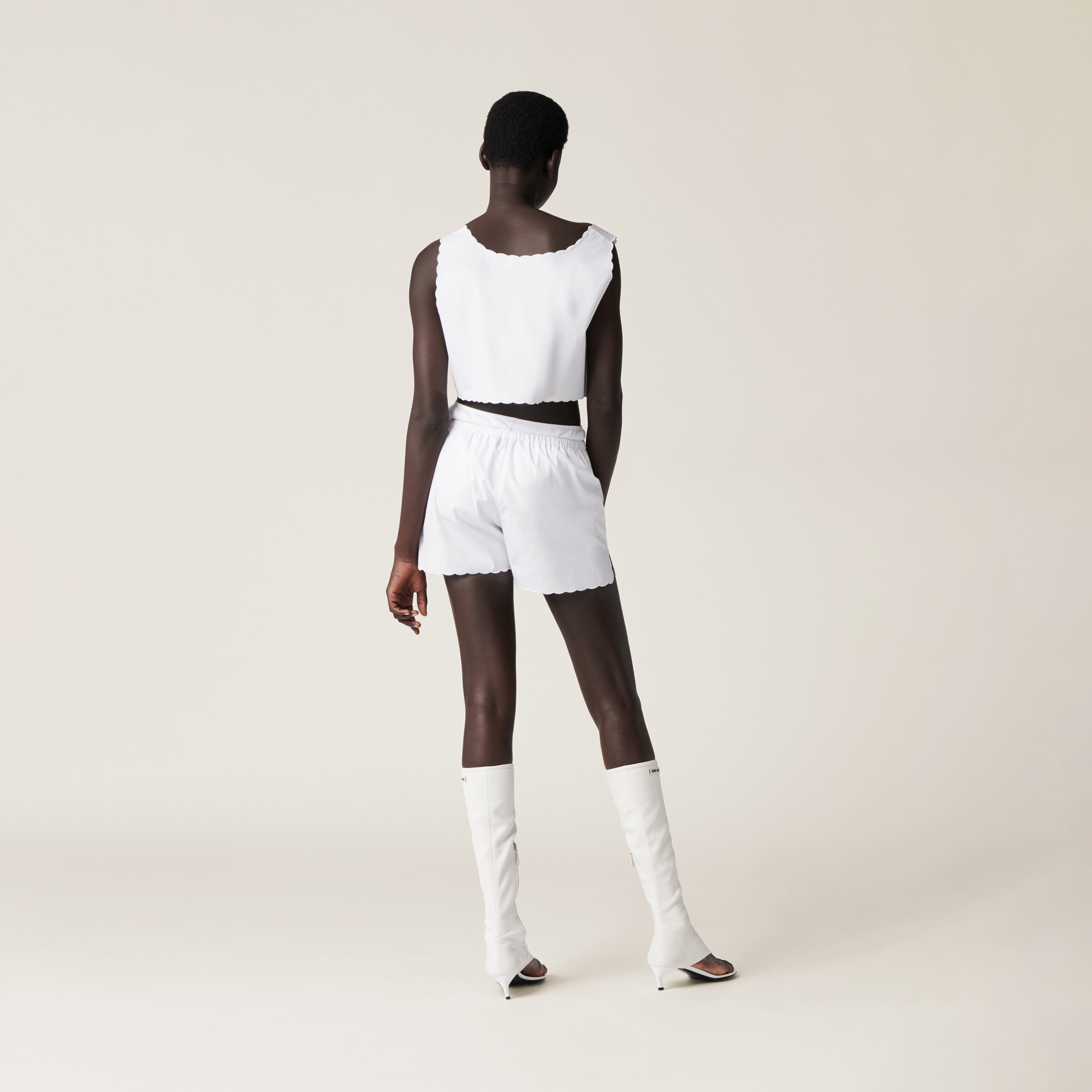 White Embroidered Poplin Boxers | Miu Miu