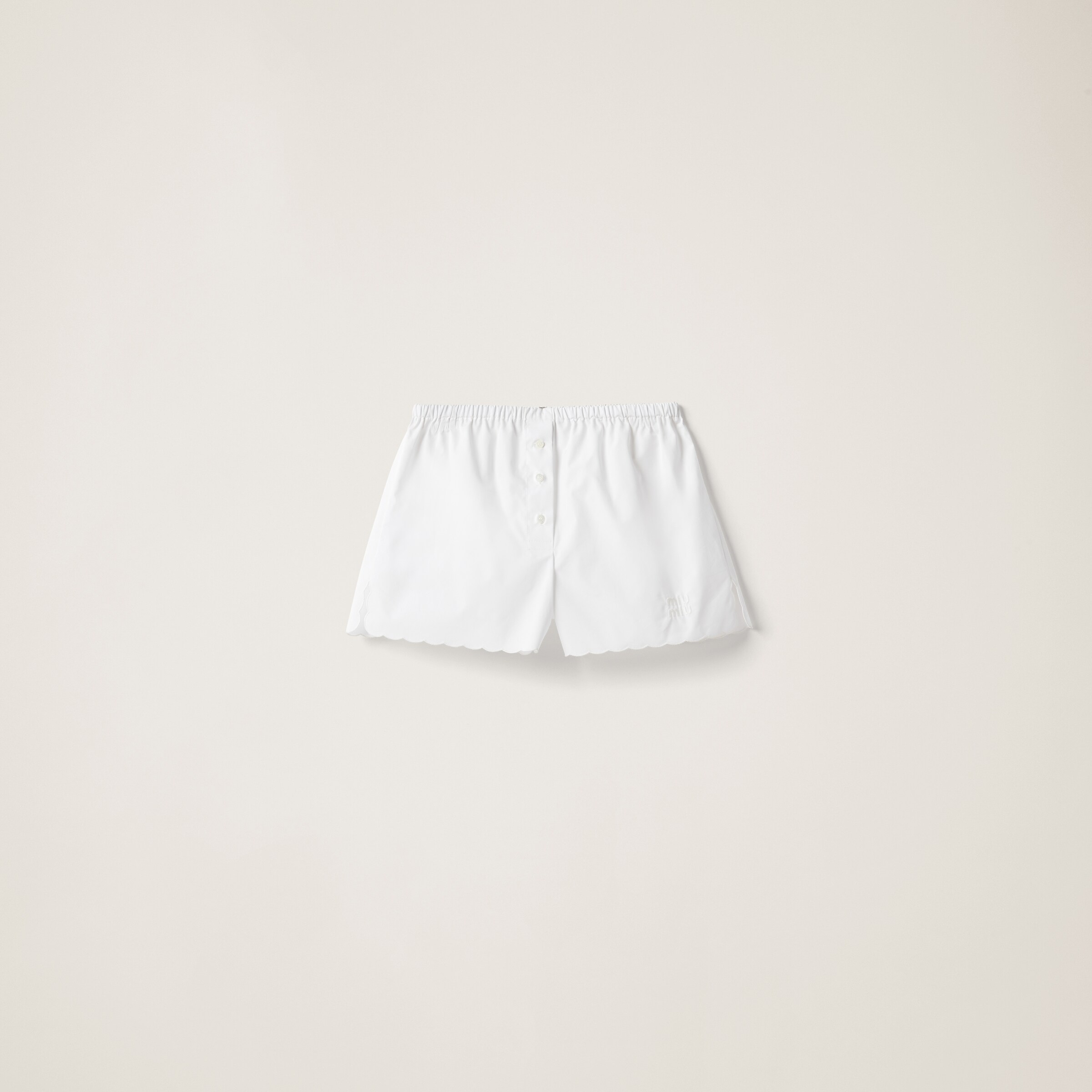 White Embroidered Poplin Boxers | Miu Miu