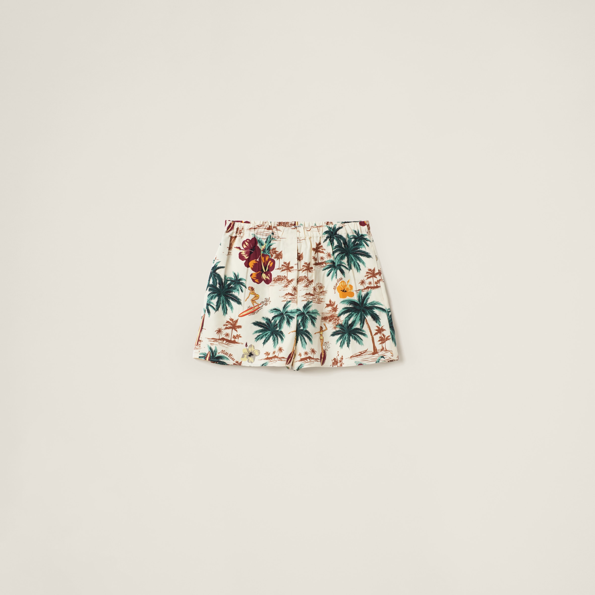 Ivory Printed Silk Boxers | Miu Miu