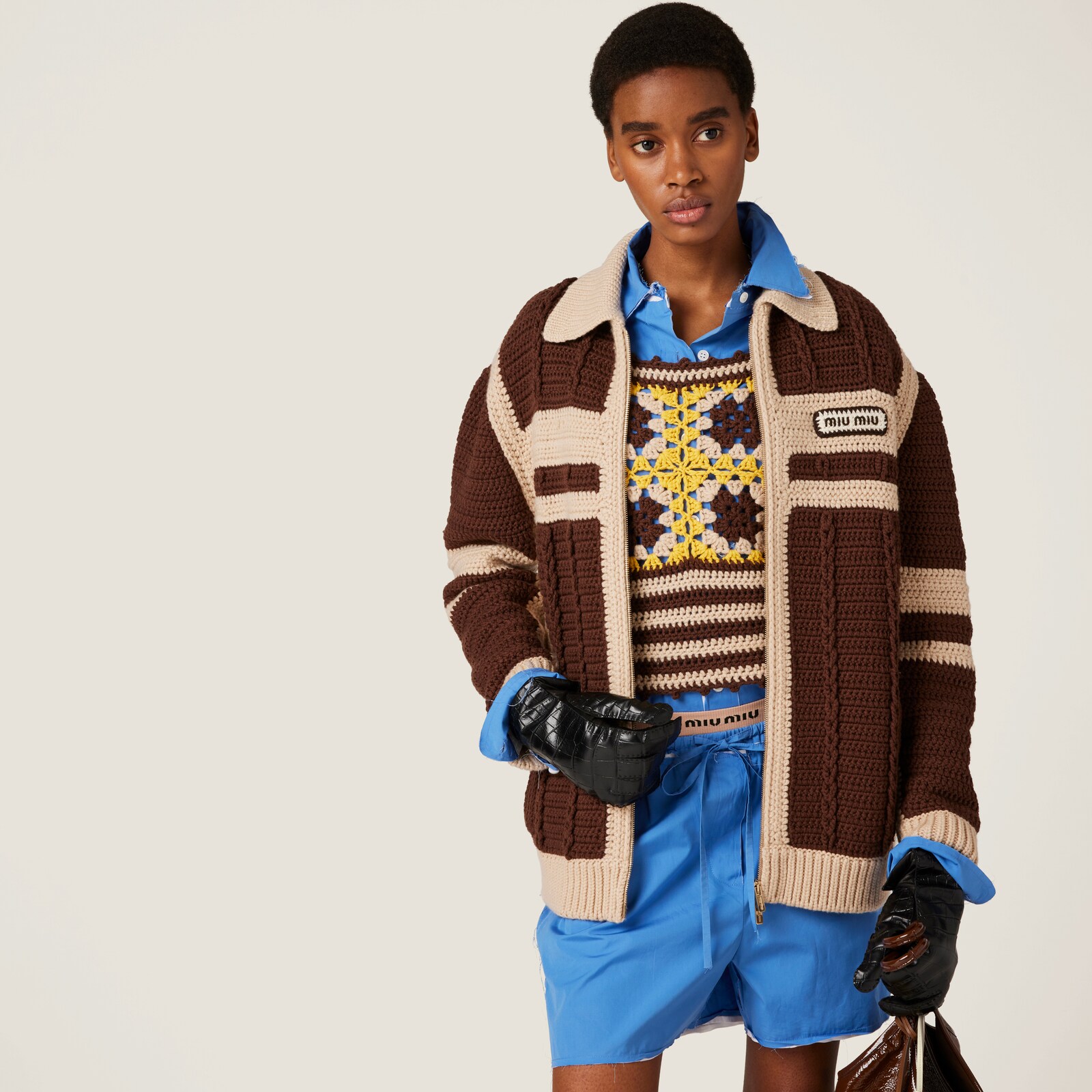 Periwinkle Blue Poplin Boxer Shorts | Miu Miu